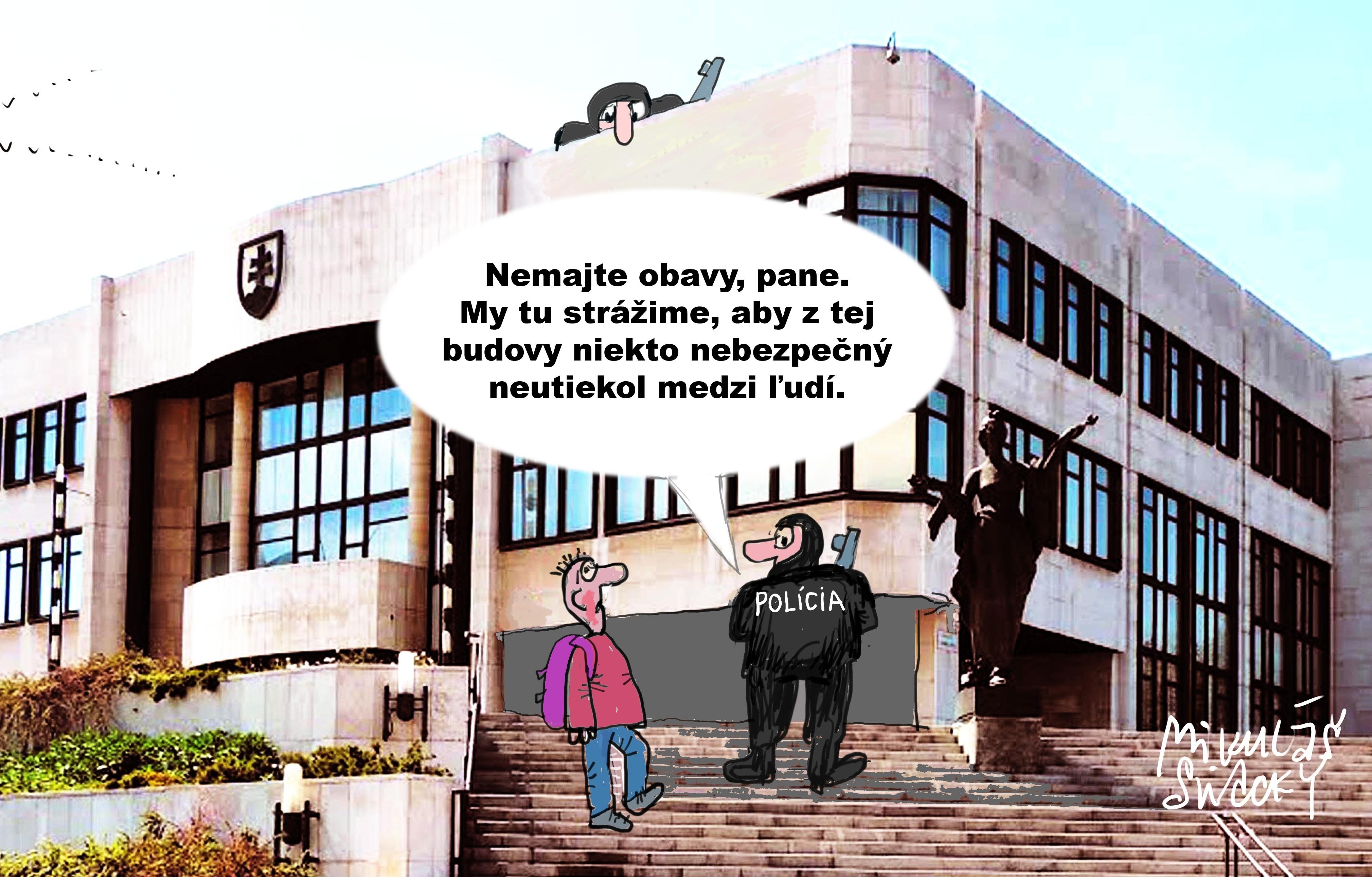 Karikatúra dňa od Sliackeho: Ochranka - SME Minúta Karikatúra dňa od Sliackeho: Ochranka - SME Minúta